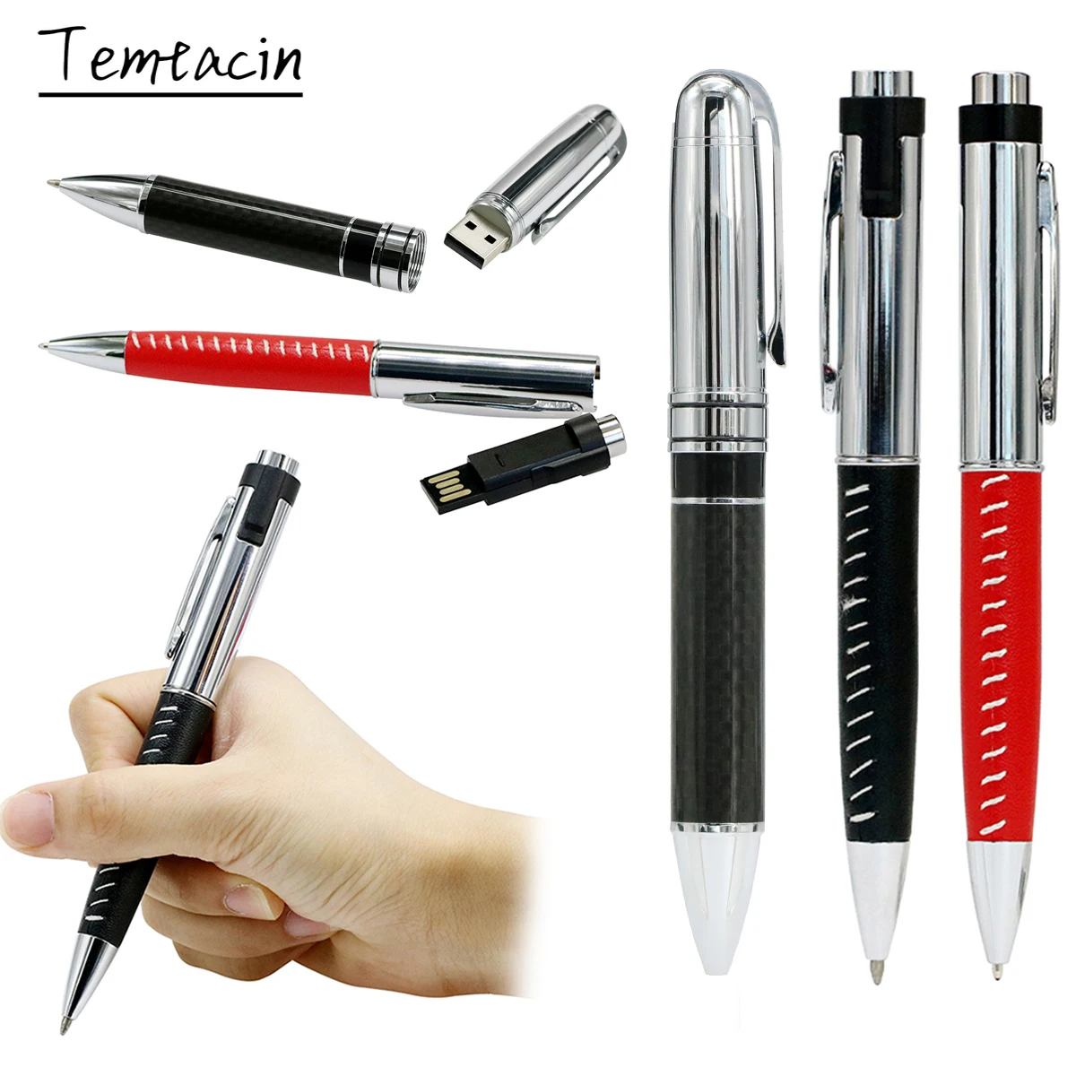 Pen Drive Ballpoint Pen With Leather Usb Flash Drive 16gb 32gb 64gb ...