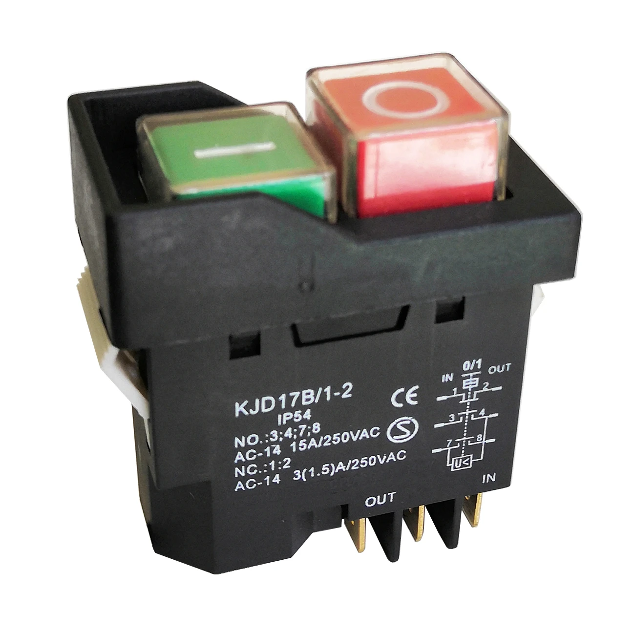 KJD17B/1-2 Waterproof Electromagnetic Pushbutton Switch IP54 250V 6Pins ...
