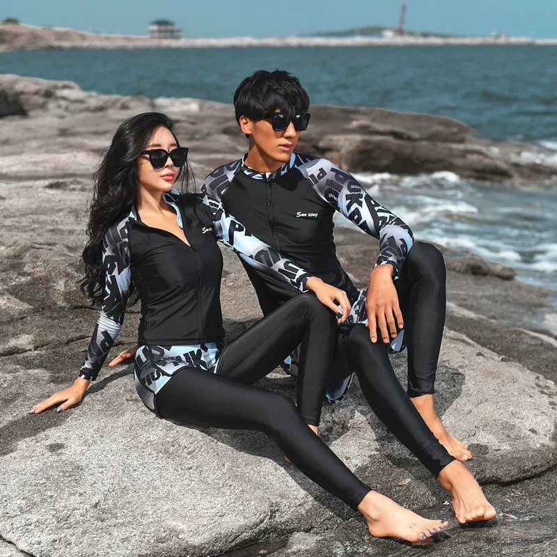 Casal Rash Guards Maiô Trajes de banho Das Mulheres Natação Terno de ...
