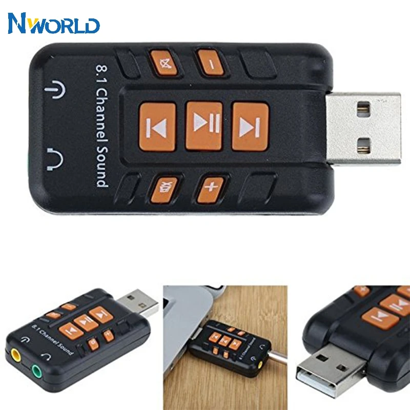 External USB Sound Card Adapte Audio Card USB 8.1 Channel Adapter ...