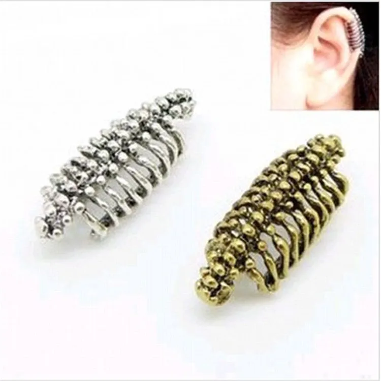 Cool-Punk-Style-Skull-Vertebral-Ear-Clip-Bone-Shape-Earring-Cuff ...