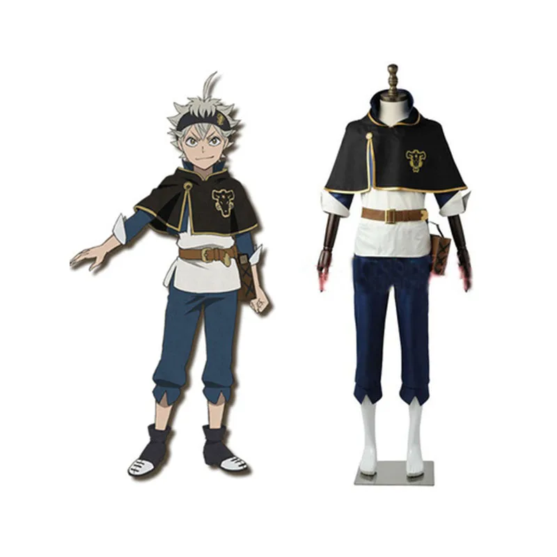 Traje de Cosplay de Asta de trébol negro de Anime con diadema, capa ...