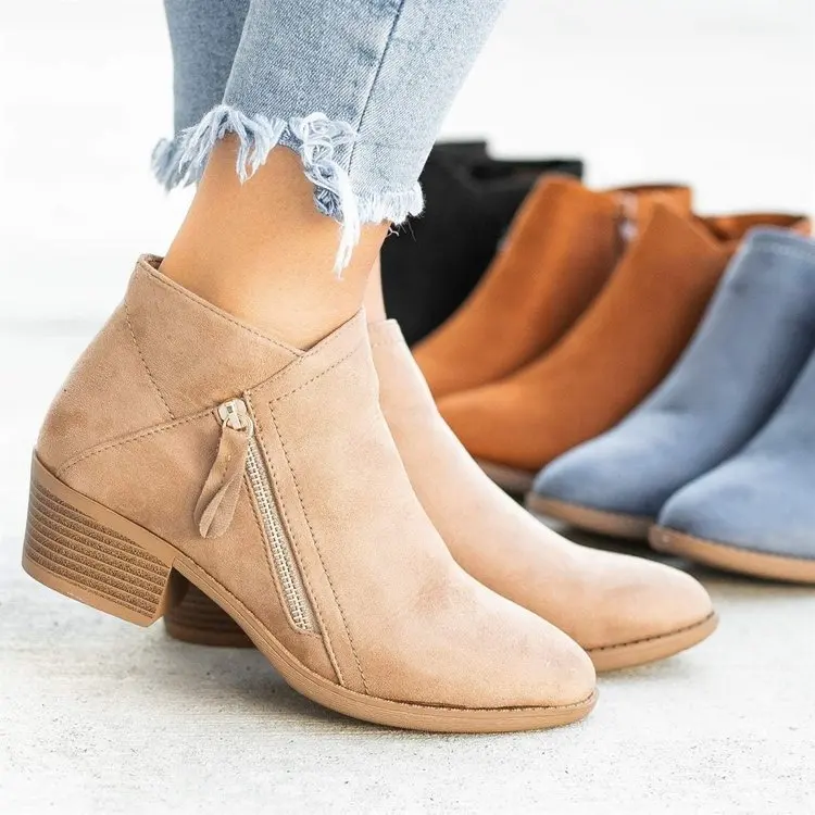 Botines aterciopelados para mujer, botines sin cordones con punta ...