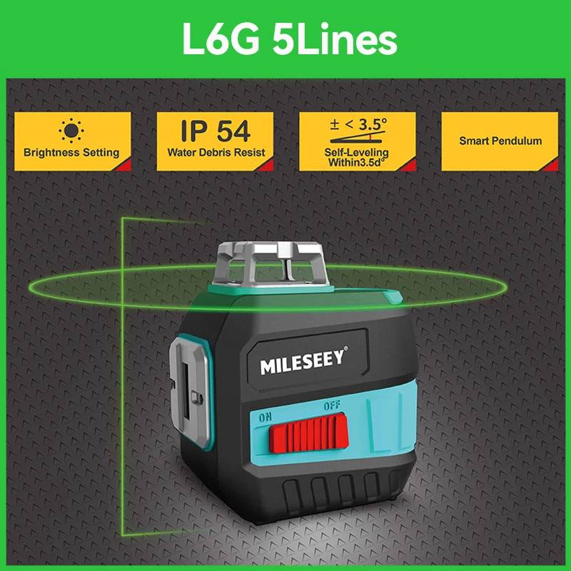 Mileseey 신제품 레이저 레벨기 L6g 5 라인 그린 360 3d 로터리 크로스 라인 셀프 레벨링 수직 수평 건설 도구 레이저 수평기 수평수직 레이저 수평기레이저