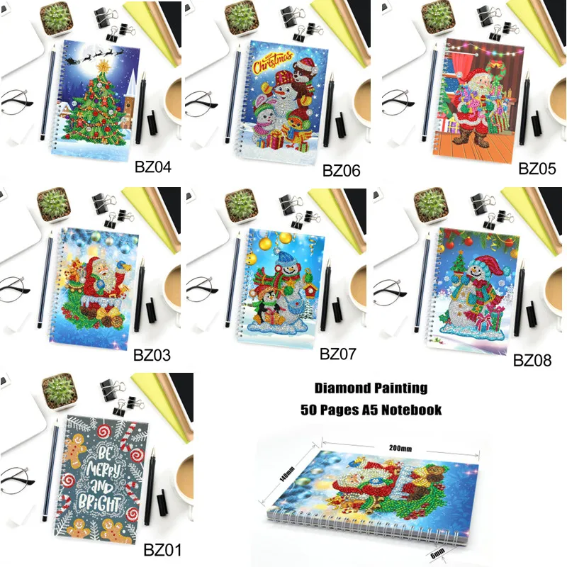 Diy Stickers Diamond Diamond Painting Christmas Notebook A5 Coil ...