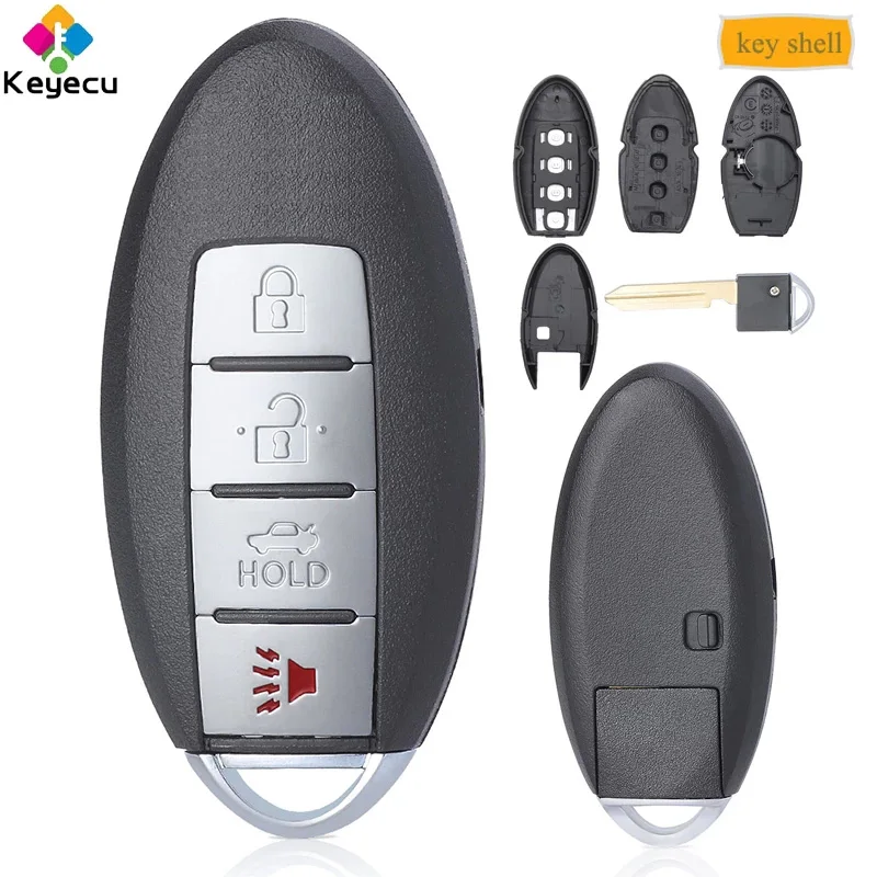 KEYECU Keyless Entry Smart Remote Car Key Shell Case 4 Buttons & Insert ...