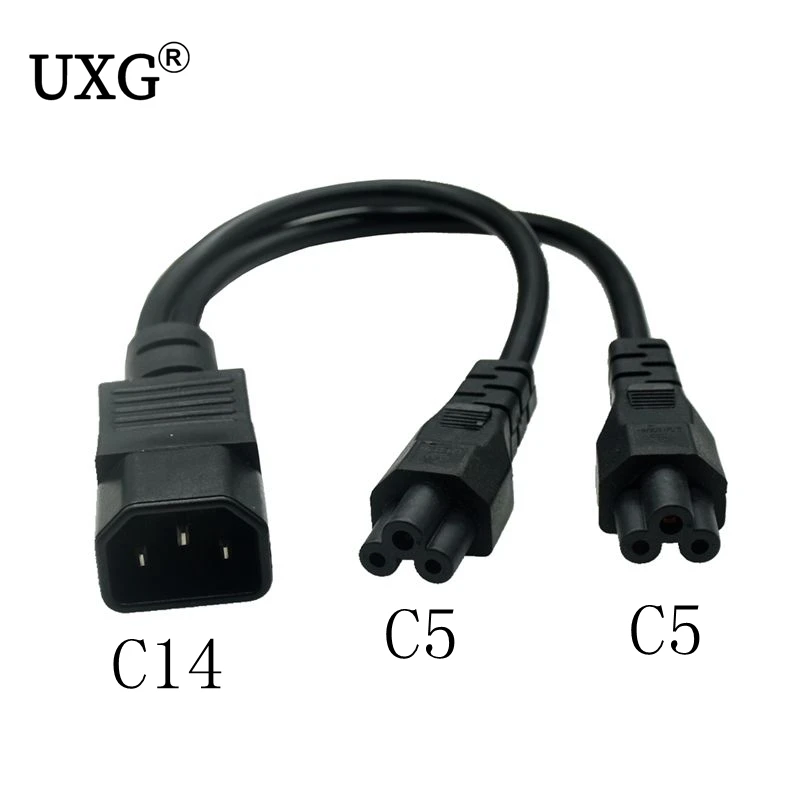 Power Y Type Splitter Adapter Cable Single IEC 320 C14 Male to Dual C5 ...