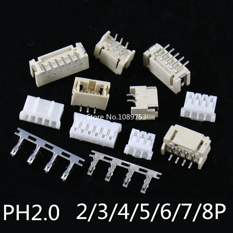 10sets Ph2.0 Connector 2.0mm Vertical / Horizontal Smd Pin Header 2/3/4 ...