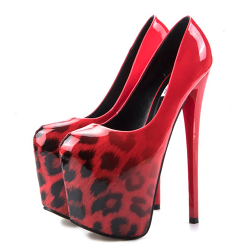 Sexy Leopard High Heels Women Platform Shoes Large Size 45 50 Gold Red ...