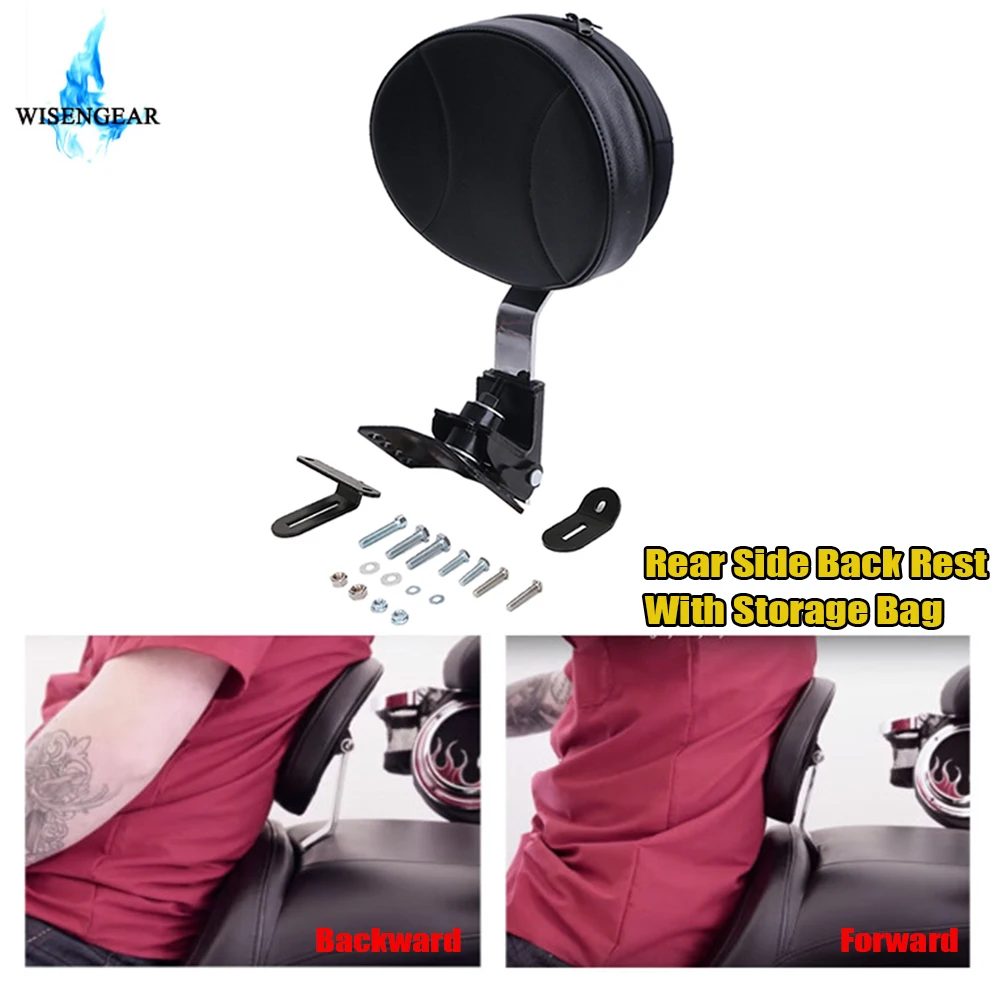 Motorcycle Adjustable Plug In Driver Rider Backrest Slotted Seat Kit ...