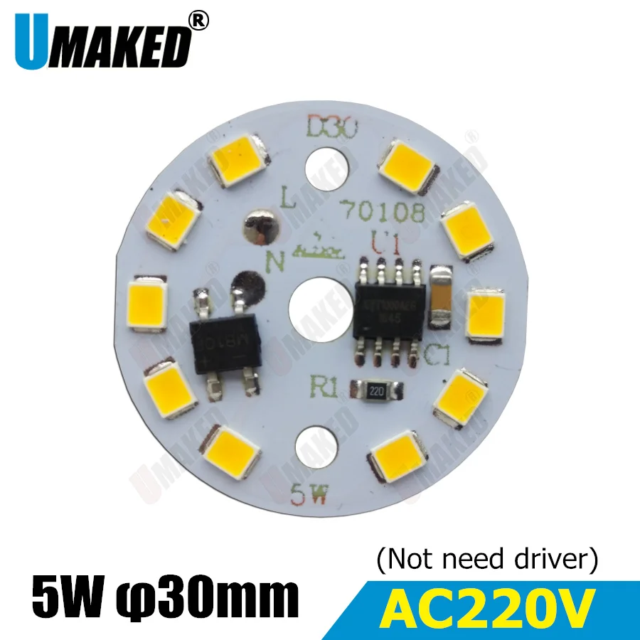 5W 30mm AC 220v led pcb with integrated IC driver for bulb light, WW/ W ...