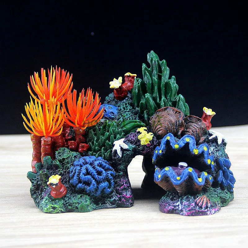 Fish tank landscaping background Package Coral conch shell rockery ...