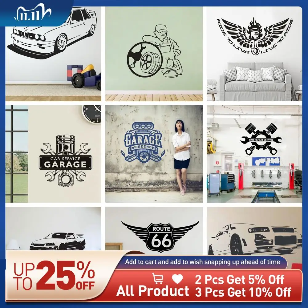 Exquisite Garage Repair Car Wall Sticker Modern Fashion Vinyl Stickers ...