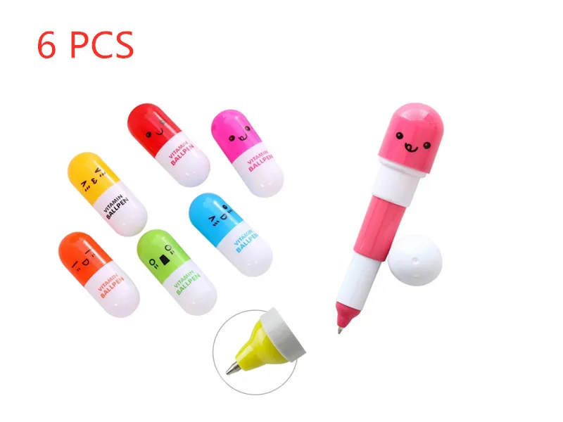 6-PCS-Lovely-smile-face-ball-point-pen-pencil-retractable-vitamin ...
