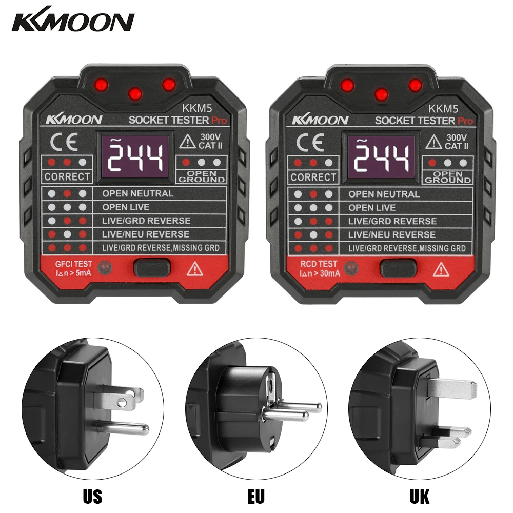 EU/US/UK Plug KKmoon KKM5 Digital Display Socket Detector Circuit ...