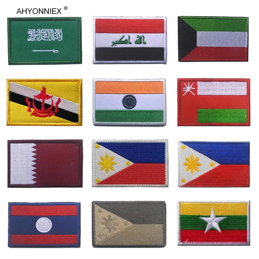 1PC-3D-south-asia-flag-India-Iraq-Oman-Qatar-flag-embroidery-patch ...