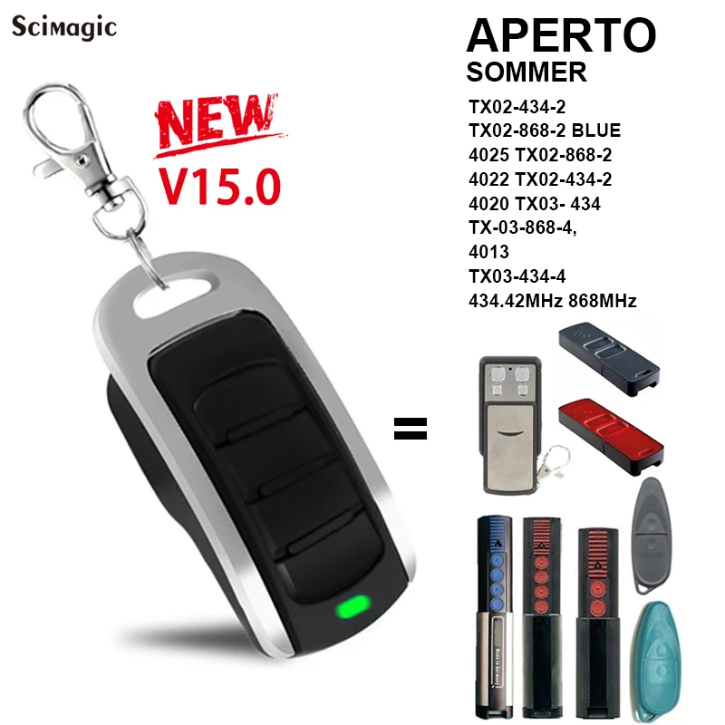 APERTO SOMMER Garage Remote Control 434.42MHz For TX02 434 2 /4022 TX02 ...