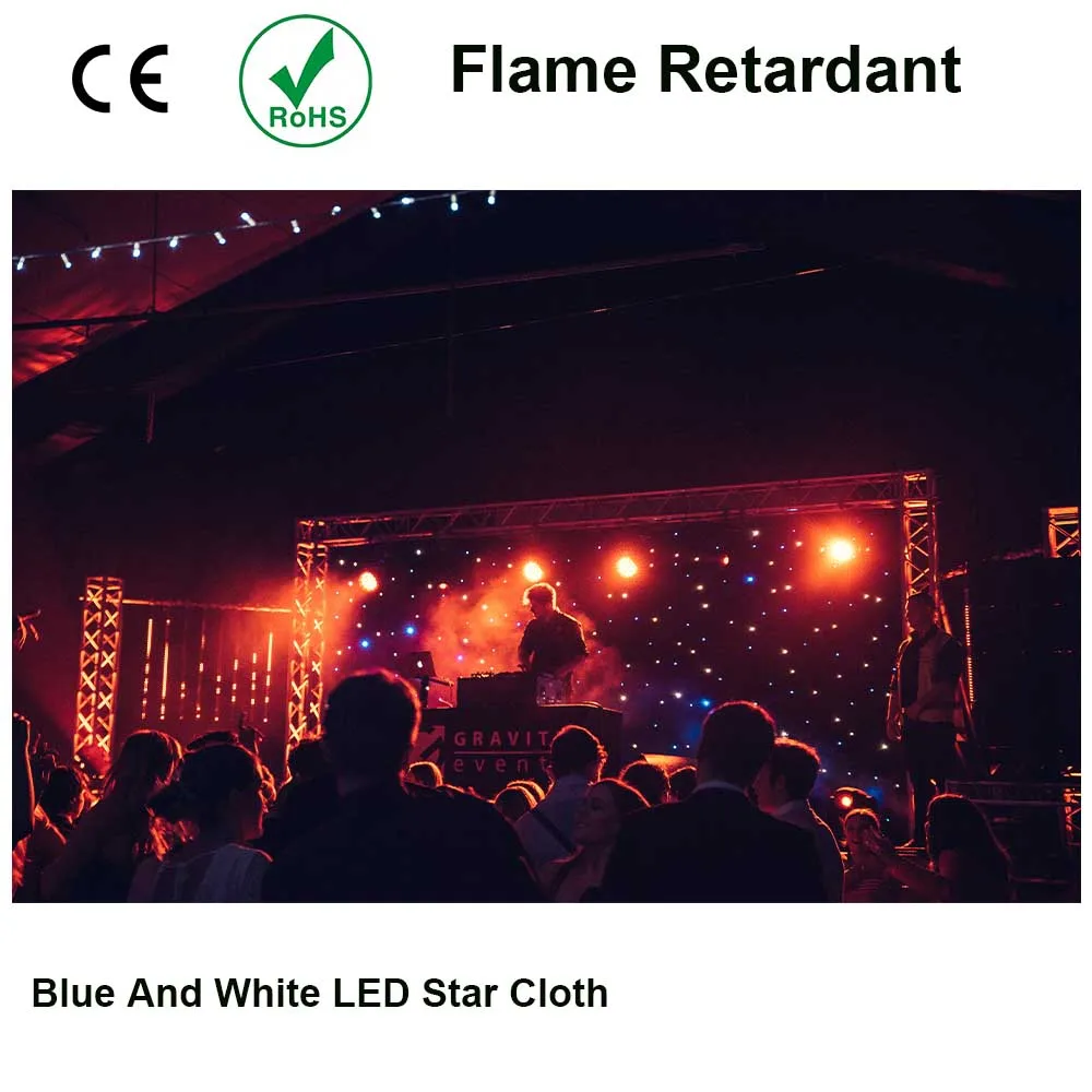 Fireproof Fabric 3mx4m Black DJ DMX LED Star Cloth backdrop with BW LED ...