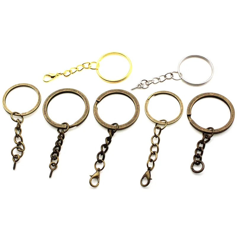 10pcs/lot 25 30mm DIY Key Chains Gold Bronze Color Keyring Keychain ...