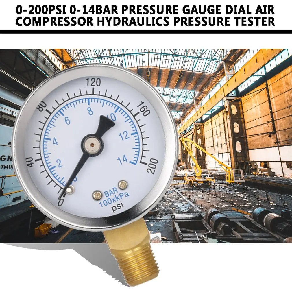 0 200psi 0 14bar Mini Pressure Gauge Dial Air Compressor Meter ...