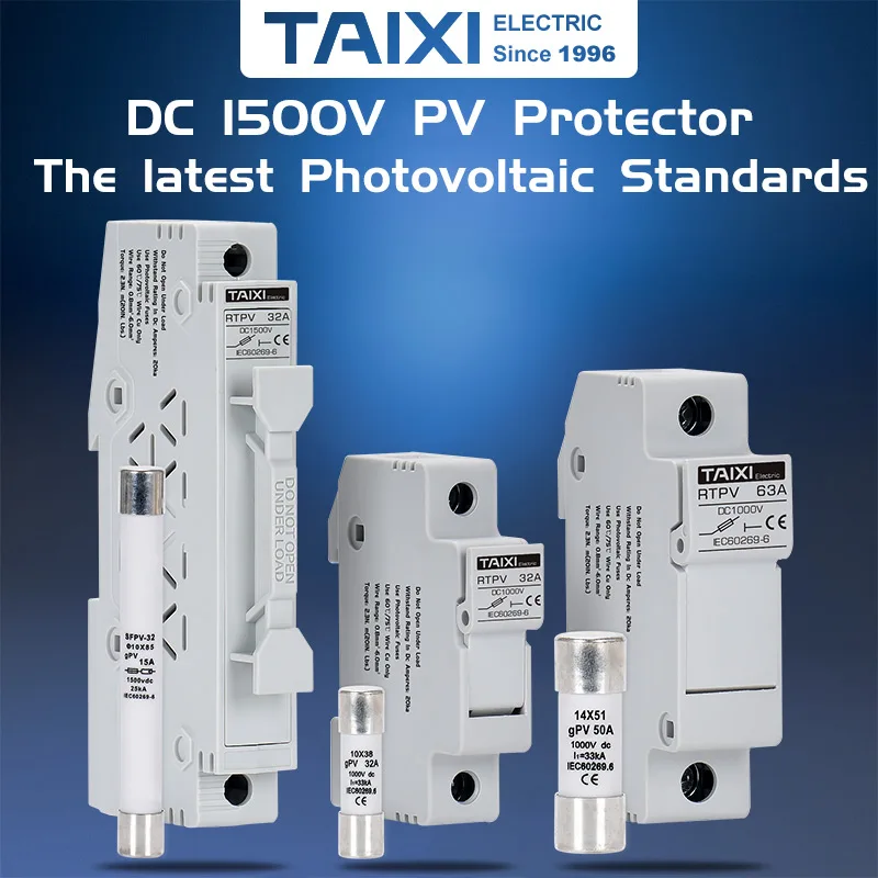 RTPV-Solar-Photovoltaic-DC-Fuse-1A-To-63A-Guide-Rail-Mounting-1500V-PV ...