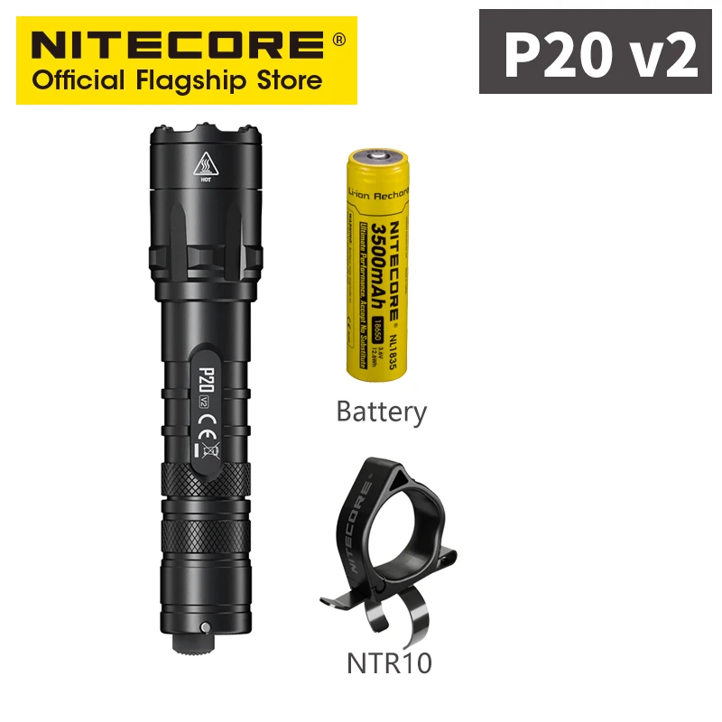 NITECORE P20 V2 Strong Light 1100 Lumens Instantaneous Flash LED Portable Tactical Flashlight ...