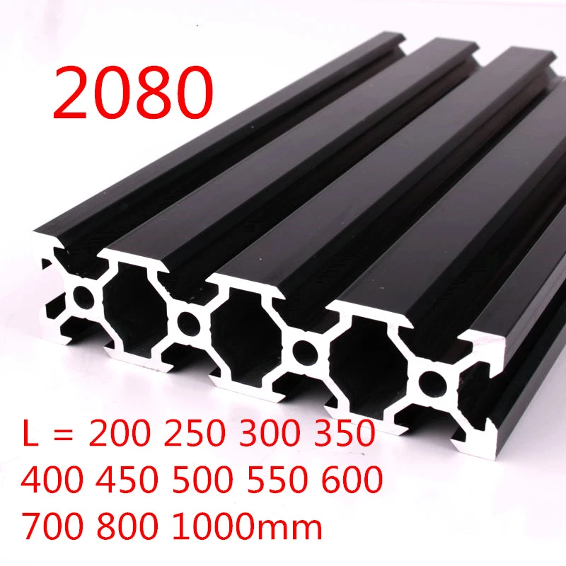 100mm-800mm Black 2080 Aluminum Profile Extrusion Frame For Cnc Laser ...
