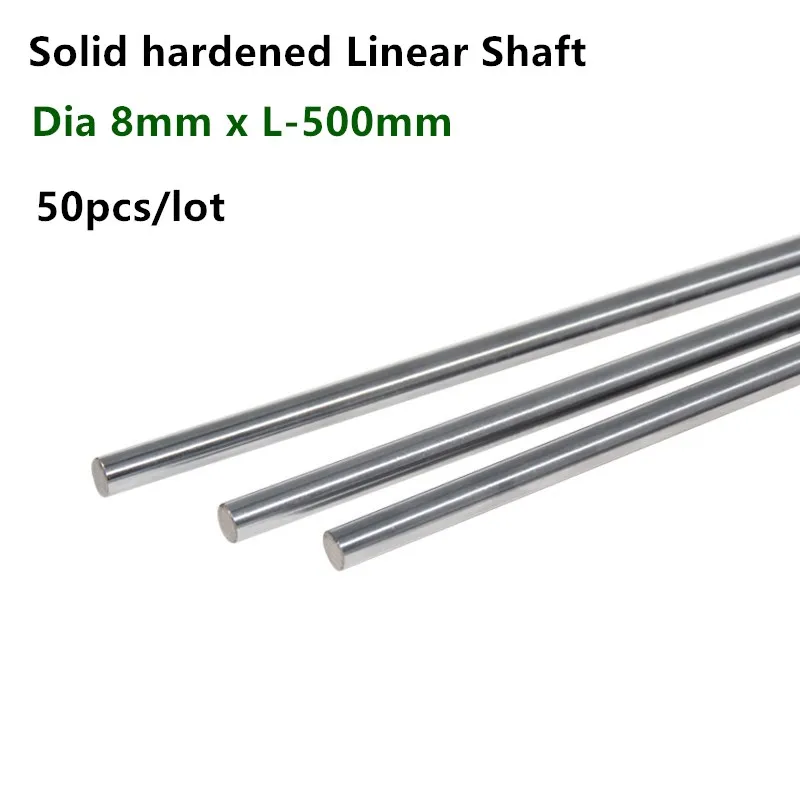 50pcs Linear Shaft Rod Dia 8mm X Length 500mm Cylinder Chrome Plated ...