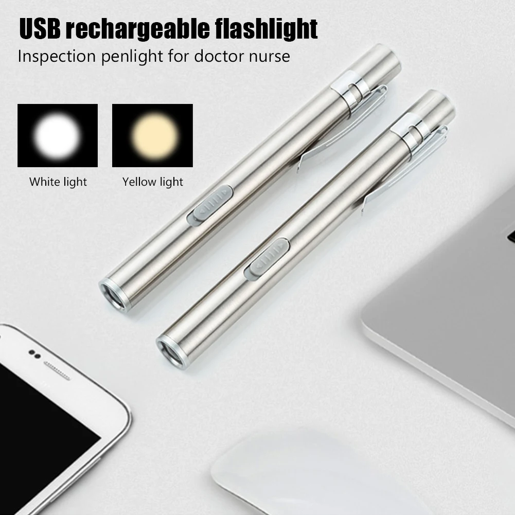 USB Rechargeable Medical Pen Light Mini Portable Flashlight LED Torch ...
