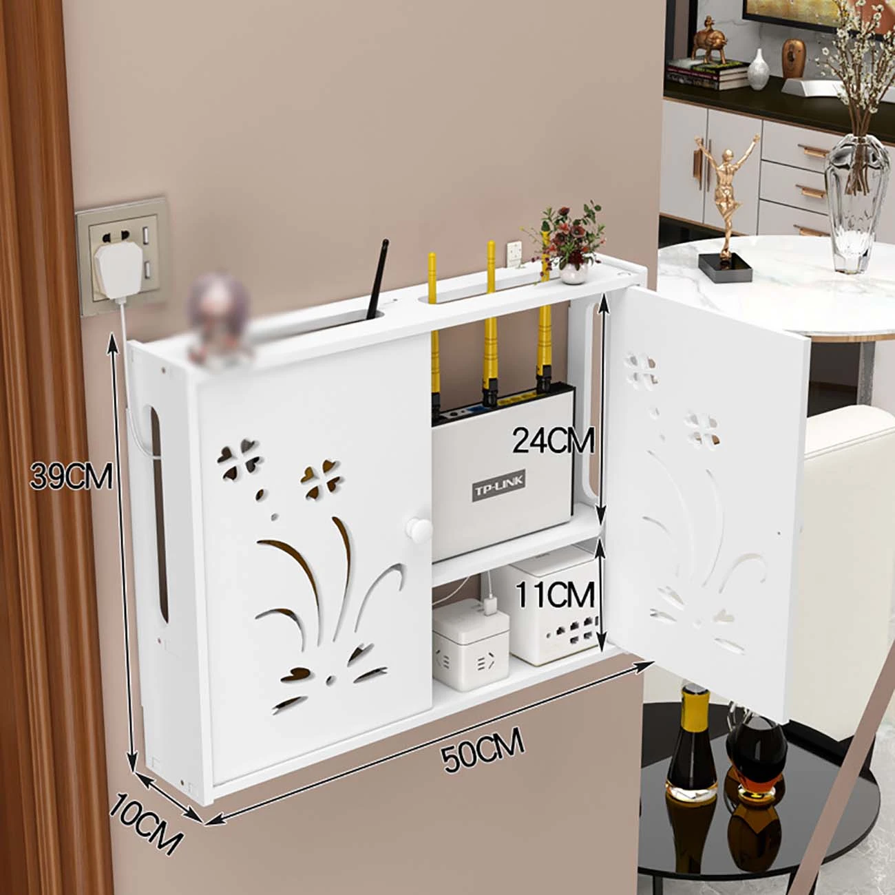 2 layer Punch free Living Room TV Wall Set top Box Rack Router Storage ...