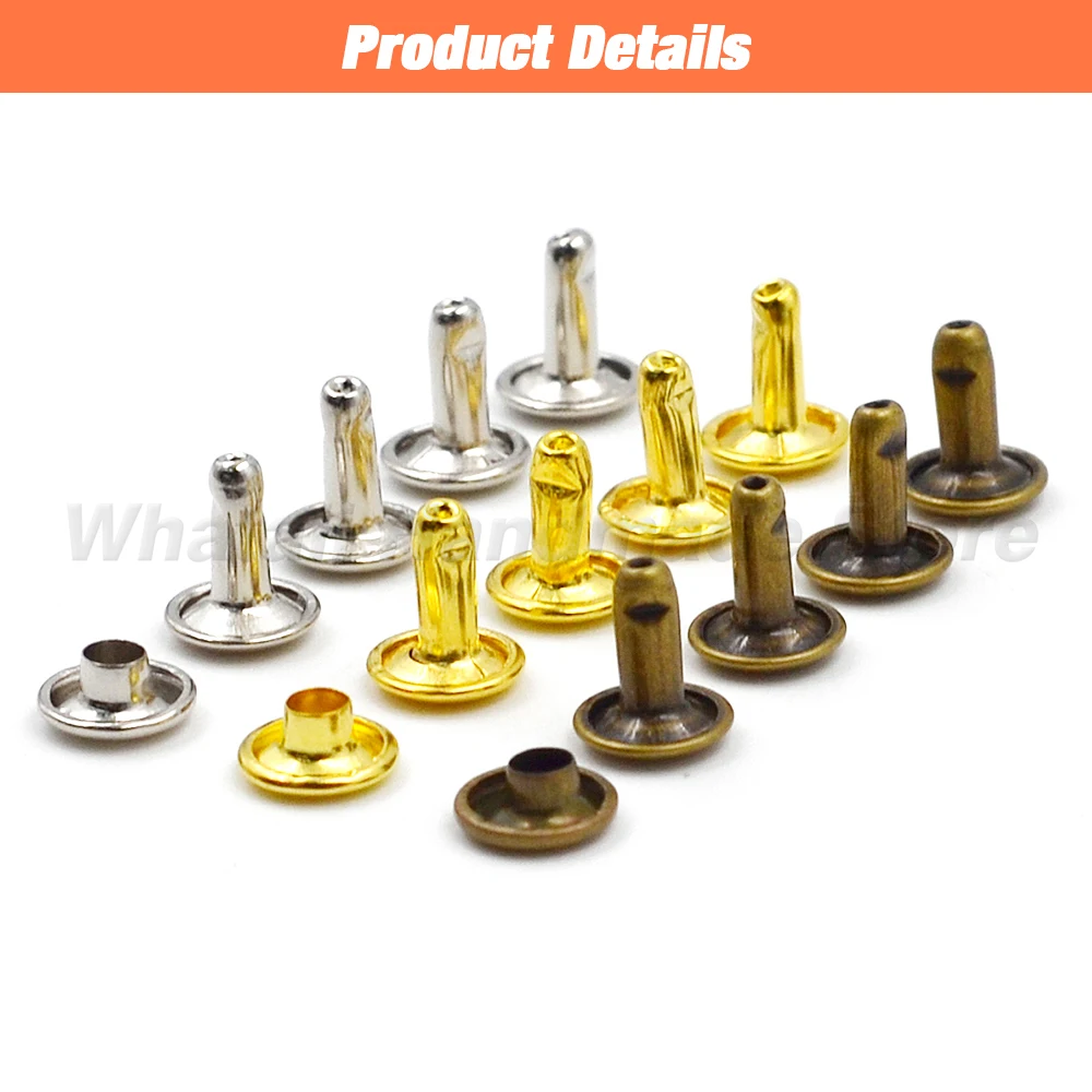 RIVET,Gold--Rivets à clou rond en métal à Double capuchon, pour la ...