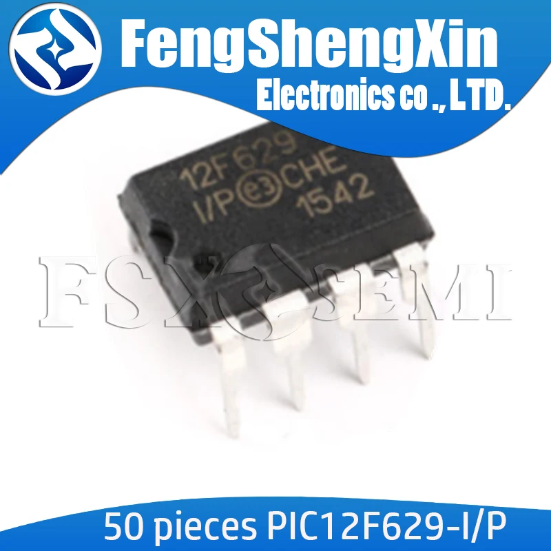 Microcontroladores IC PIC12F629 I/P 12F629 I/P DIP 8, 50 unids/lote ...