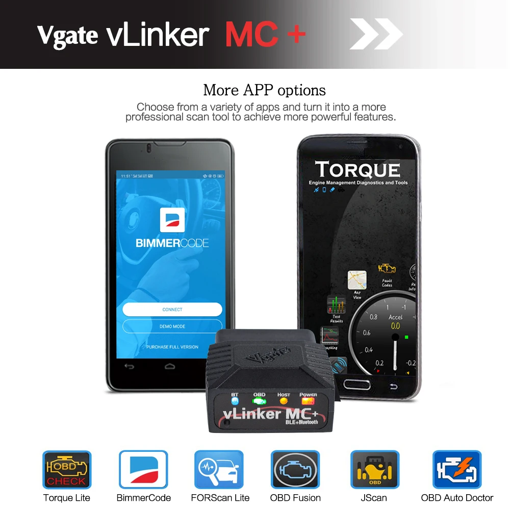 跨境 VLINKER MC+ V2.2版本BLE4.0蓝牙 支持双系统OBD2汽车诊断仪-阿里巴巴