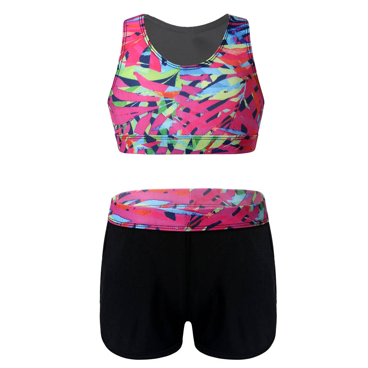 Specialty Kid Girls Gymnastics Ballet Dance Crop Tops Boy-Cut Shorts ...