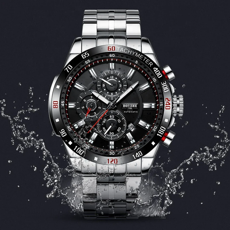 Boyzhe-Top-Brand-Man-Sport-Mechanical-Wrist-Watch-Stainless-Steel-Strap ...