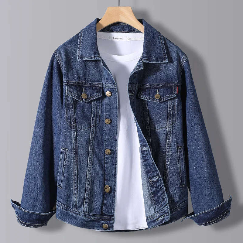 New-2021-Cotton-Denim-Jacket-Men-Casual-Solid-Color-Lapel-Single ...