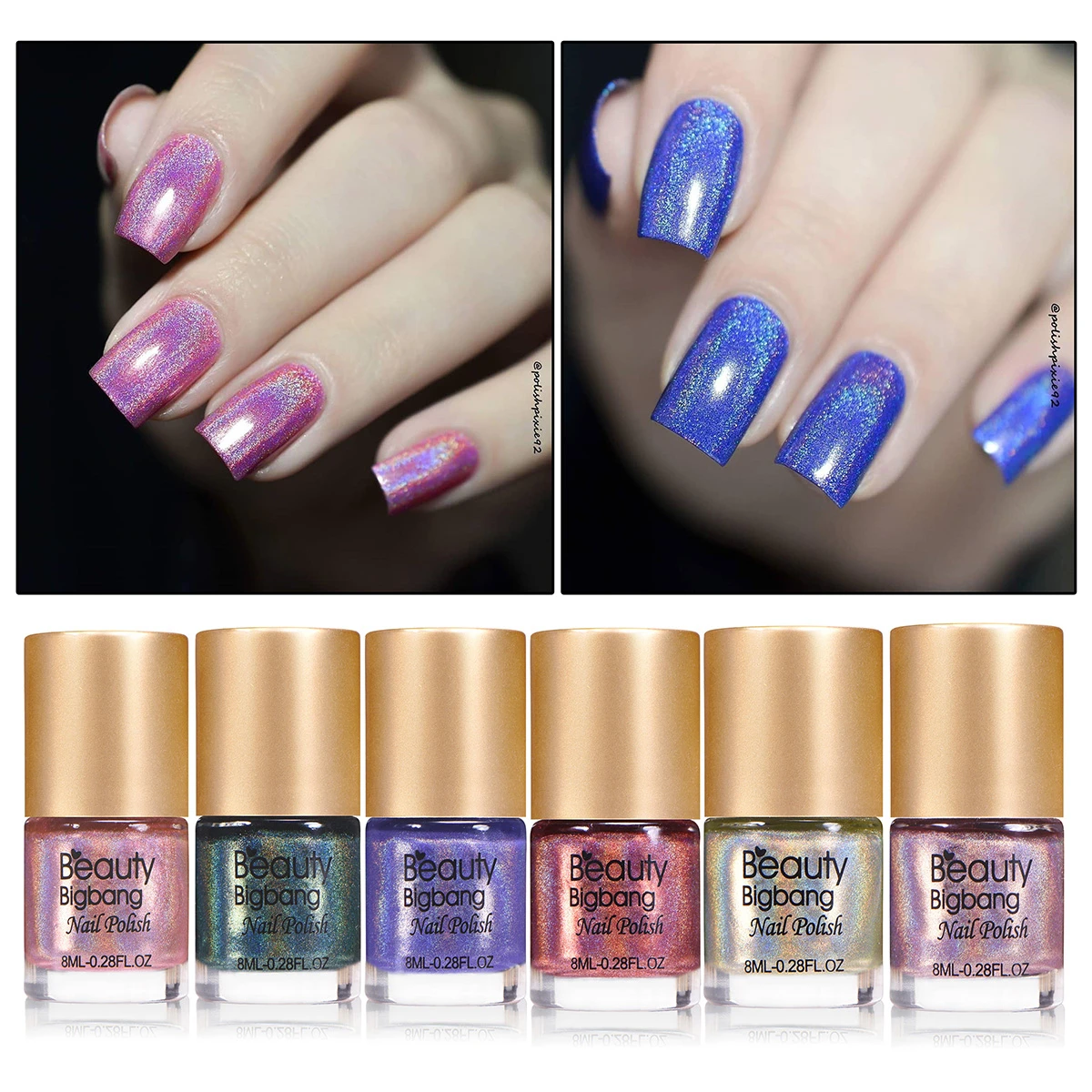 BEAUTYBIGBANG 6 бутылок голографический лак для ногтей лазерный блеск ...