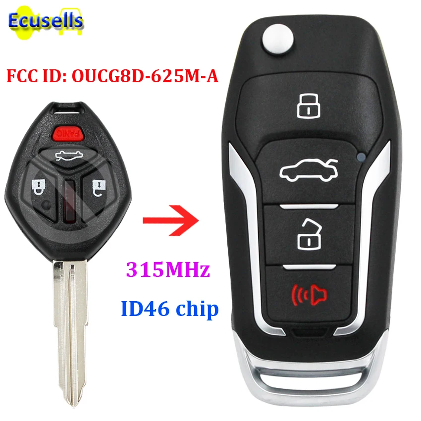 Mando-a-distancia-con-tapa-para-coche-4-botones-chip-ID46-de-315MHz ...