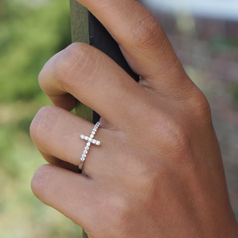 Jesus Cross Ring Silver And Rose Gold Christian Faith Finger Rings For ...