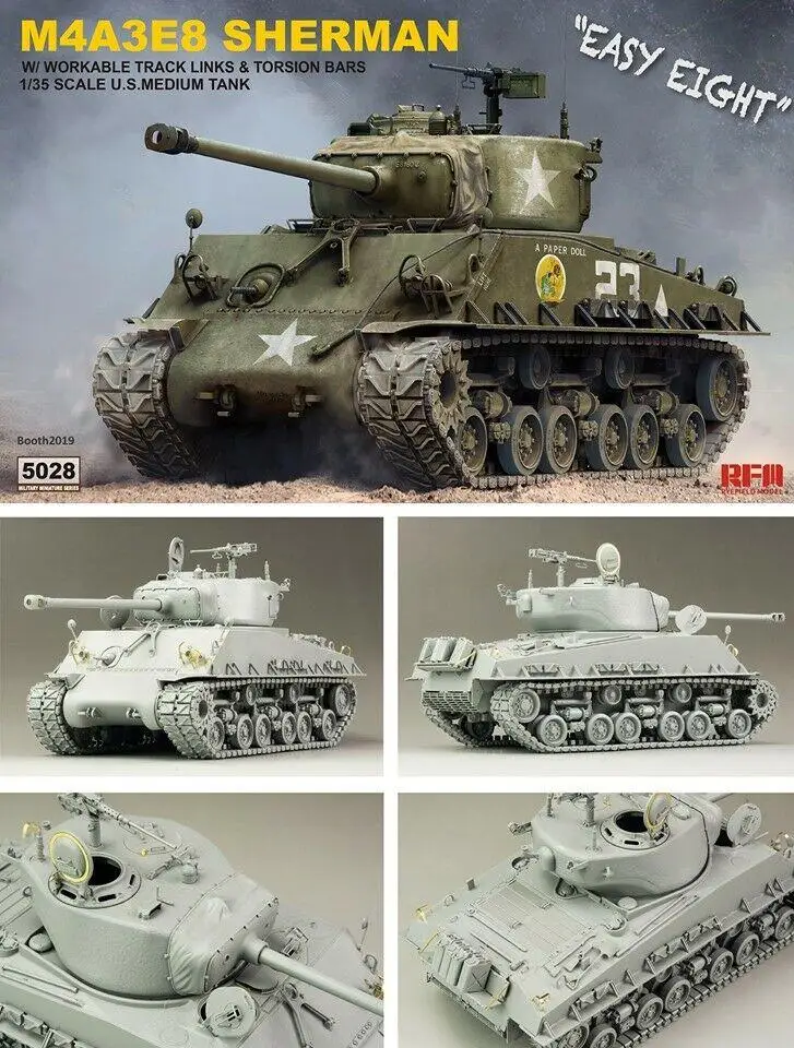Rye Field 5028 1/35 M4A3E8 SHERMAN with workable track links 2019 New ...