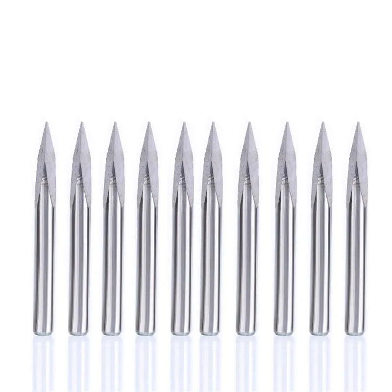 10pcs 30 Degree Carbide Steel Cnc Router Tool Pyramid Engraving Bits ...