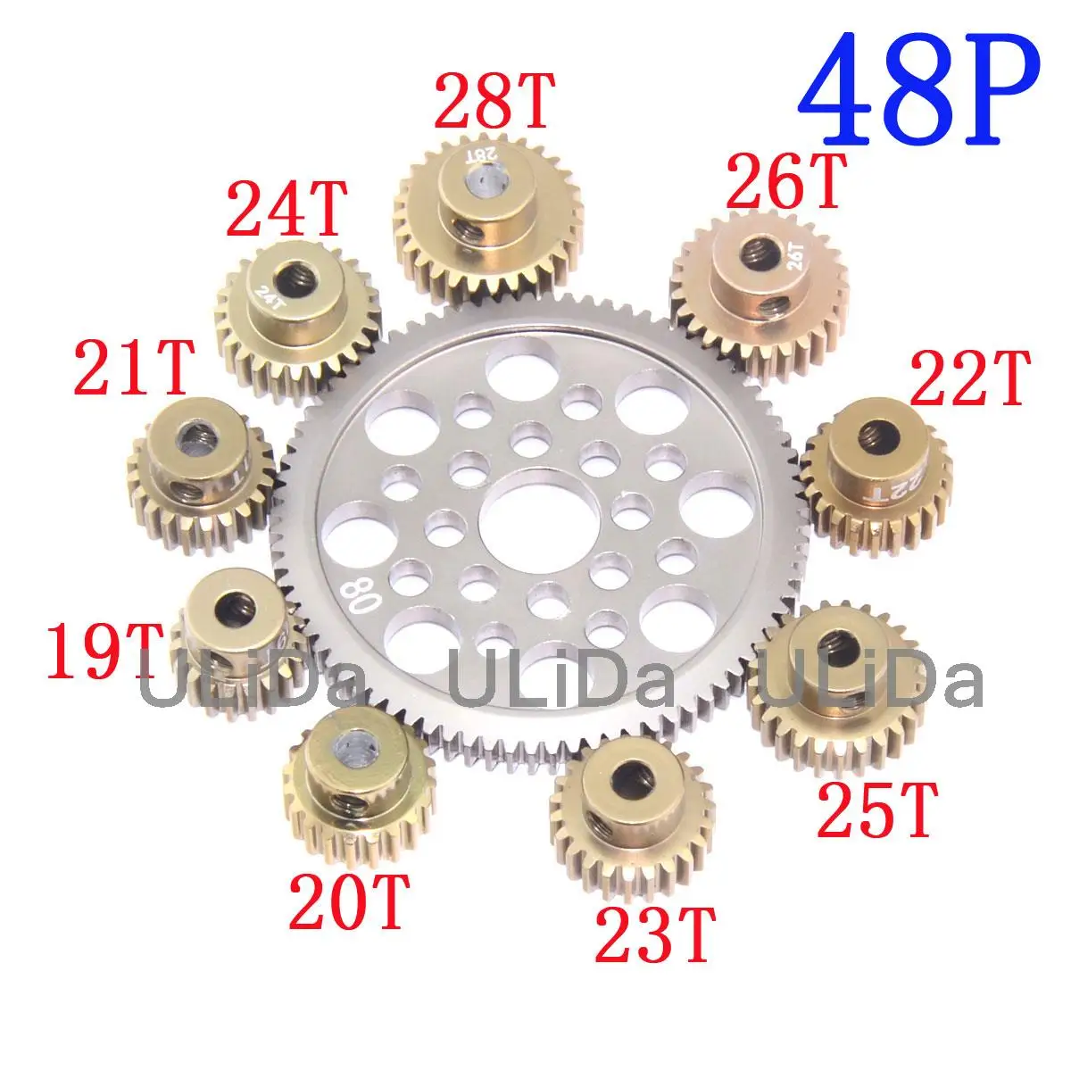 Metal 48P Spur Gear 92T 85T 80T Motor Pinion Gears 19T 20T 21T 22T 23T ...