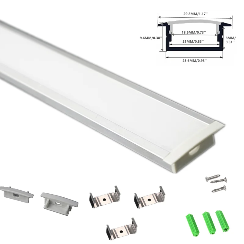5-10-Pack-1M-40Inch-Recessed-LED-Aluminium-Channel-Diffuser-21MM-Wide ...