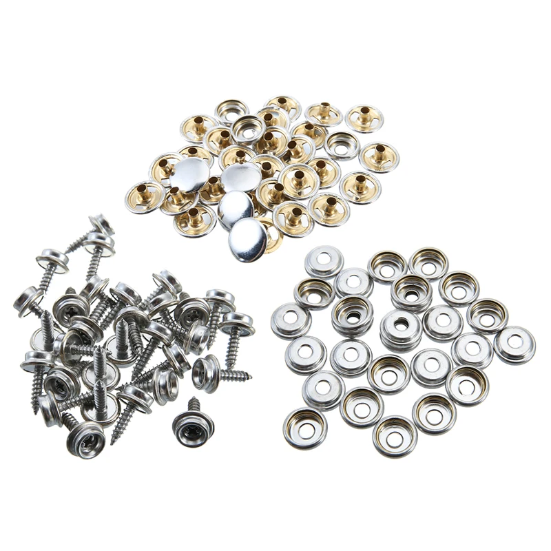 30 Set Snap Fastener Screw Buttons Stainless Steel Push Button Cover ...