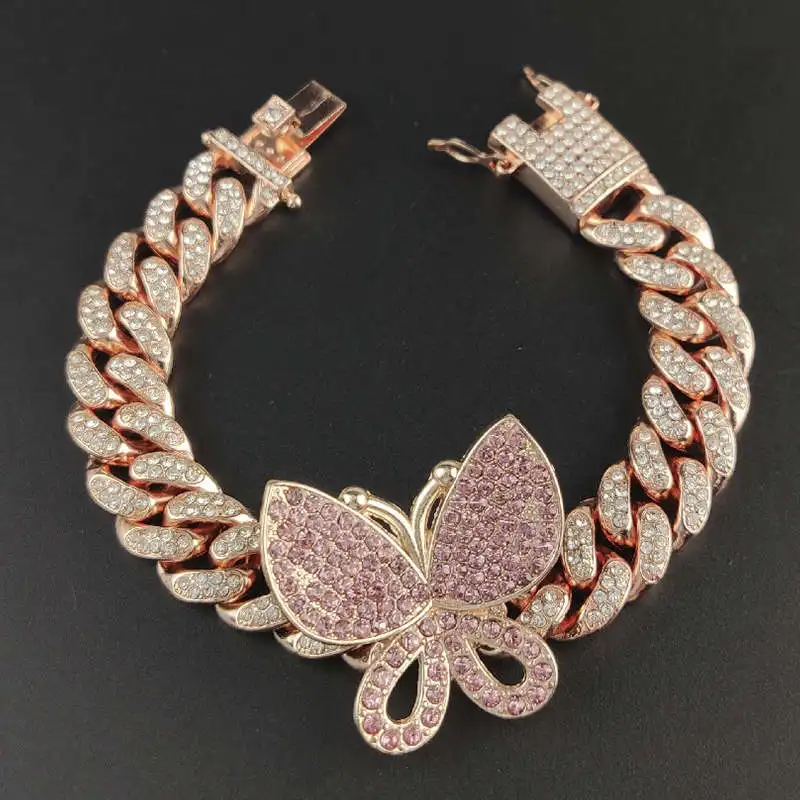 Hip Hop Bling Iced Out Men's Rapper Bracelet Full Rhinestone Pave With ...