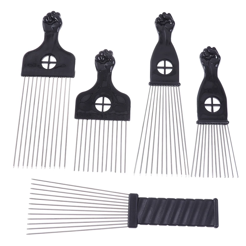1PC Black Fist Afro Metal Comb African Hair Pik Comb Brush Salon ...
