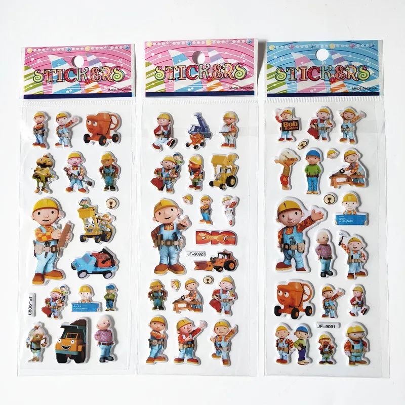 6 Sheets Bob The Builder Stickers Construction Engineer Characters Diy ...