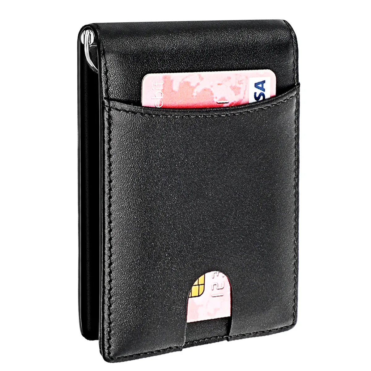 New Anti RFID Men Genuine Leather Money Clip Wallet Bifold Brand Male ...