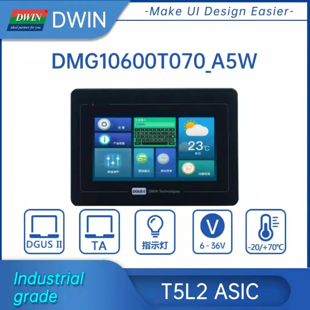 DWIN 7 Inch LCD Module 1024*600 Industrial Arduino HMI Touch Panel With Shell IPS Smart Screen ...