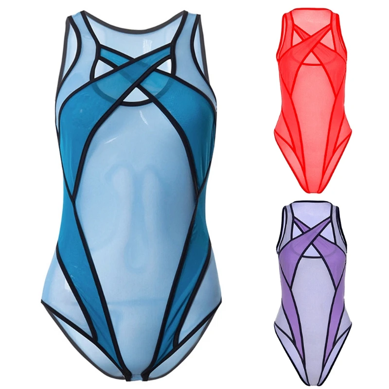 Women-Summer-Sleeveless-See-Through-Mesh-Bodysuit-Hollow-Out-Criss ...